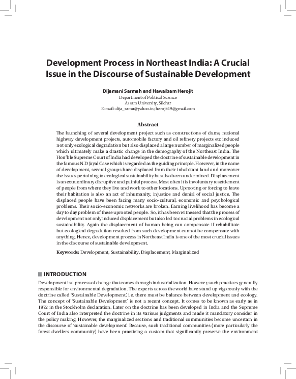 (PDF) Development Process in Northeast India: A Crucial Issue in the ...