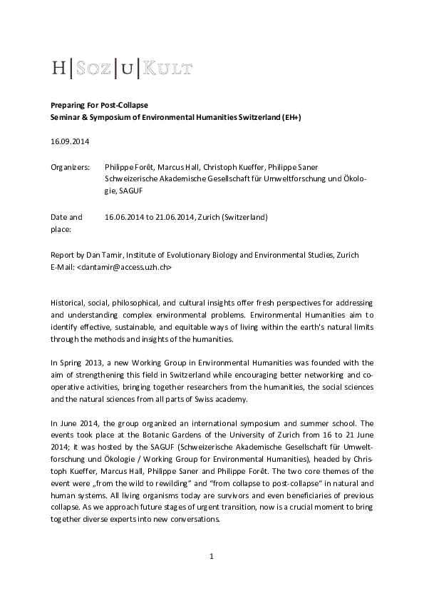 Dan Tamir. "Preparing For Post-Collapse"