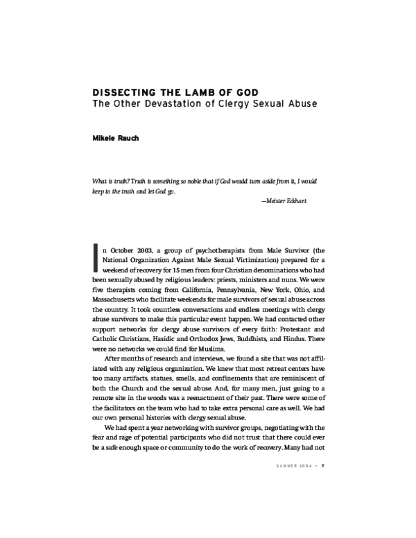 (PDF) Dissecting the Lamb of God: the Other Devastation of Clergy ...