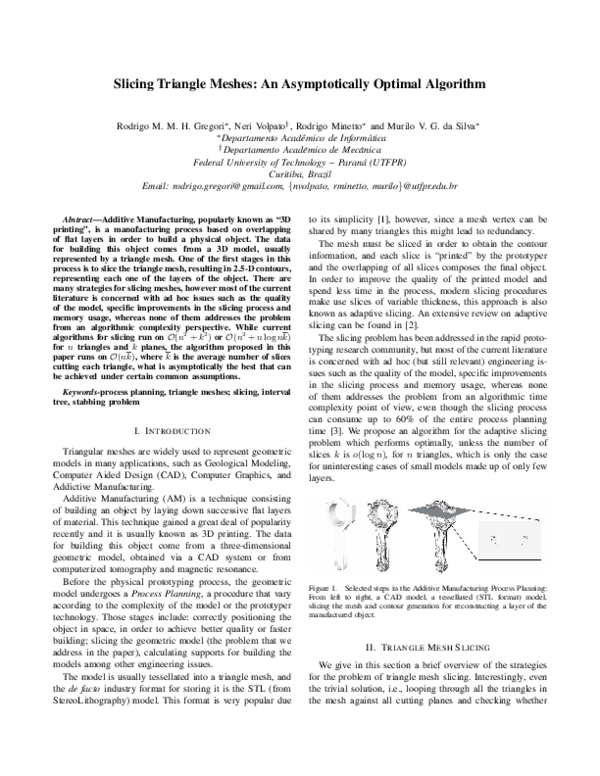 Pdf Slicing Triangle Meshes An Asymptotically Optimal Algorithm