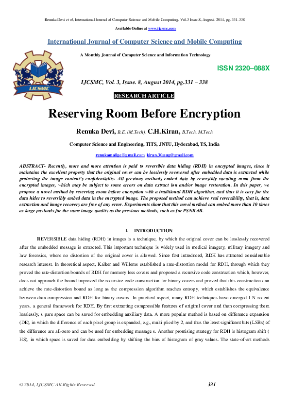 (PDF) Reserving Room Before Encryption﻿