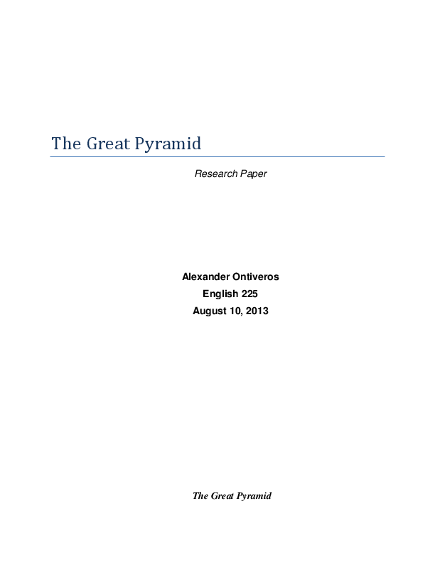 (DOC) The Great Pyramid Research Paper