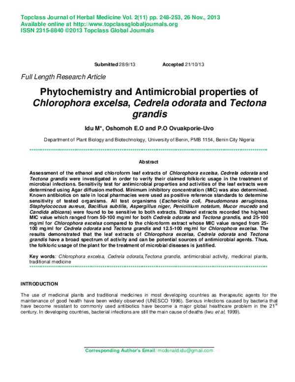 (PDF) Full Length Research Article Phytochemistry and Antimicrobial ...
