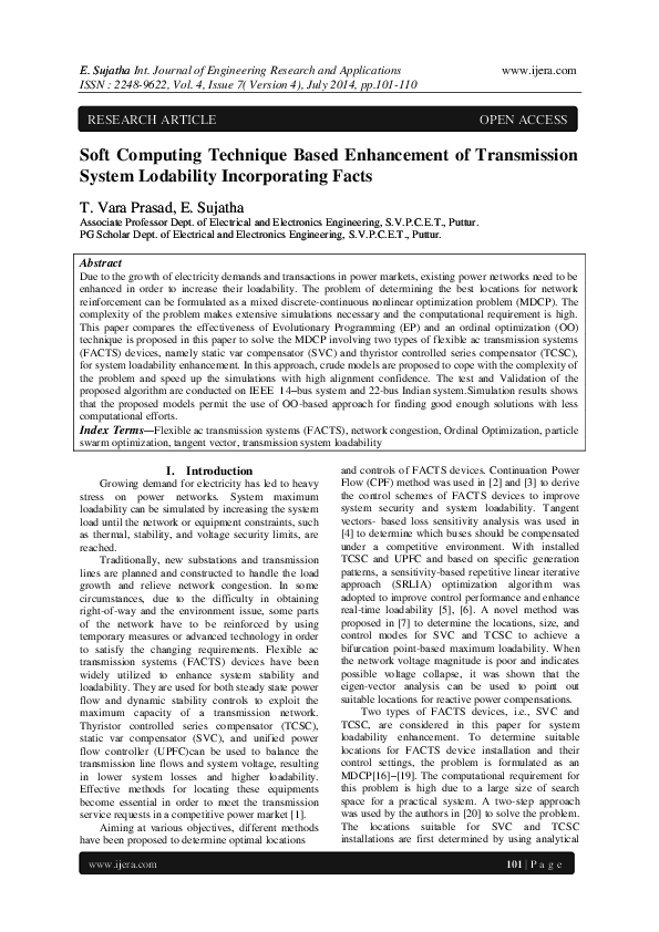 (PDF) Soft Computing Technique Based Enhancement of Transmission System Lodability Incorporating ...