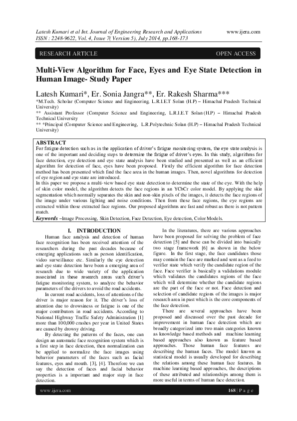Pdf Multi View Algorithm For Face Eyes And Eye State Detection In