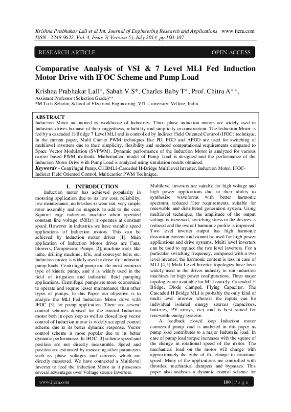 Pdf Comparative Analysis Of Vsi And 7 Level Mli Fed Induction Motor Drive With Ifoc Scheme And