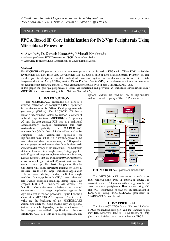 Pdf Fpga Based Ip Core Initialization For Ps2 Vga Peripherals Using Microblaze Processor 6955