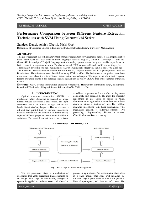 (PDF) Performance Comparison between Different Feature Extraction ... (PDF) Performance Comparison between Different Feature Extraction ...