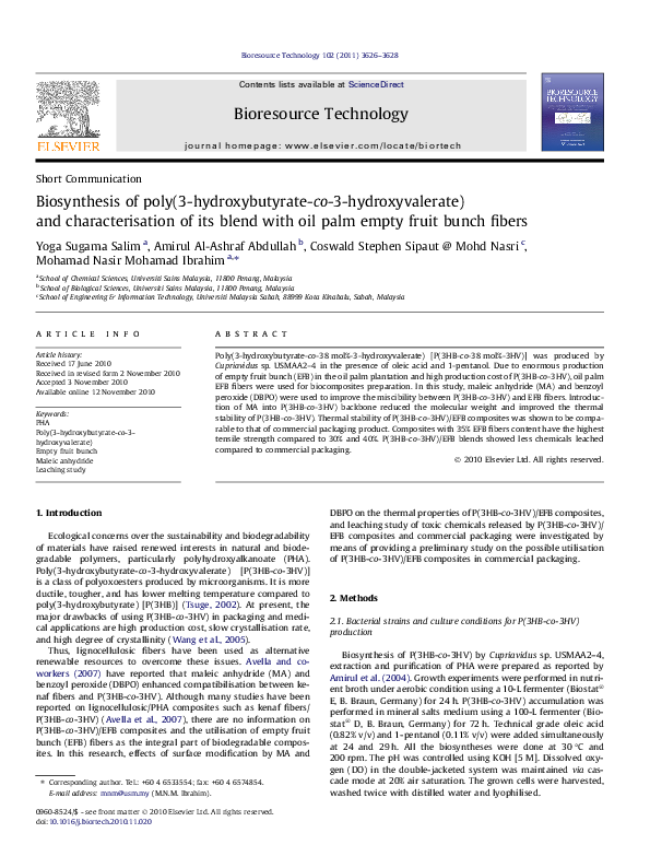 (PDF) Biosynthesis of poly(3-hydroxybutyrate- co-3-hydroxyvalerate) and characterisation of its ...