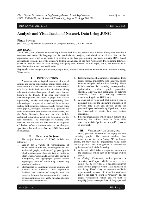 (PDF) Analysis and Visualization of Network Data Using JUNG