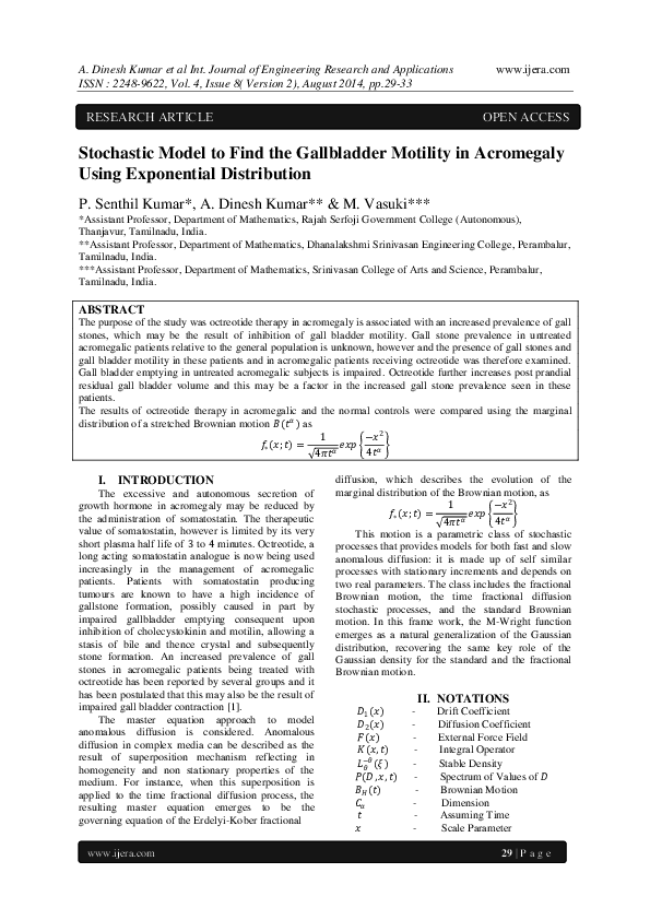 (PDF) Stochastic Model to Find the Gallbladder Motility in Acromegaly ...