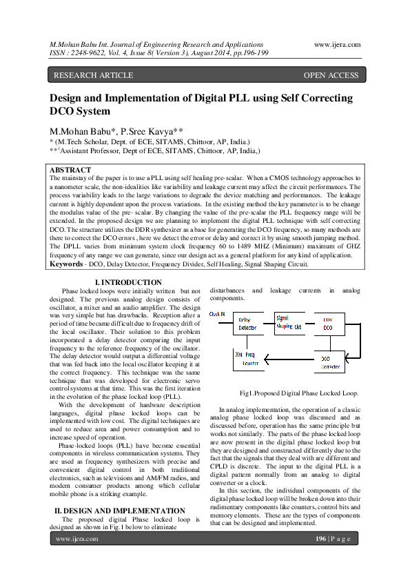 (PDF) Design and Implementation of Digital PLL using Self Correcting ...
