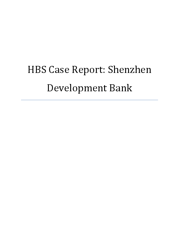 (PDF) HBS Case Report: Shenzhen Development Bank Contents