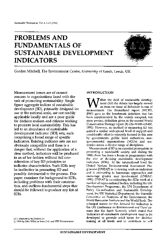 (PDF) PROBLEMS AND FUNDAMENTALS OF SUSTAINABLE DEVELOPMENT INDICATORS