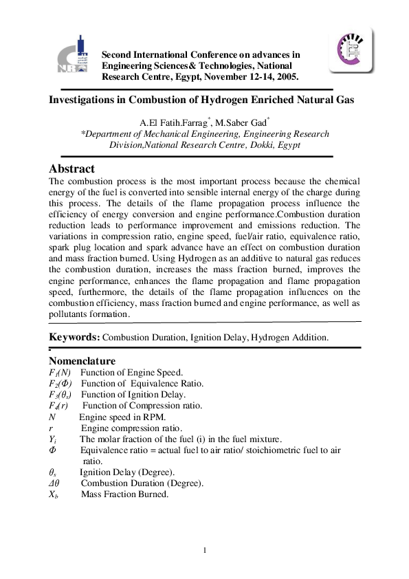 (PDF) Investigations in Combustion of Hydrogen Enriched Natural Gas