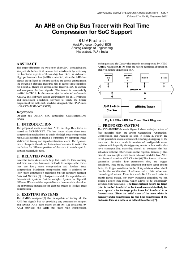 (PDF) An AHB on Chip Bus Tracer with Real Time Compression for SoC Support