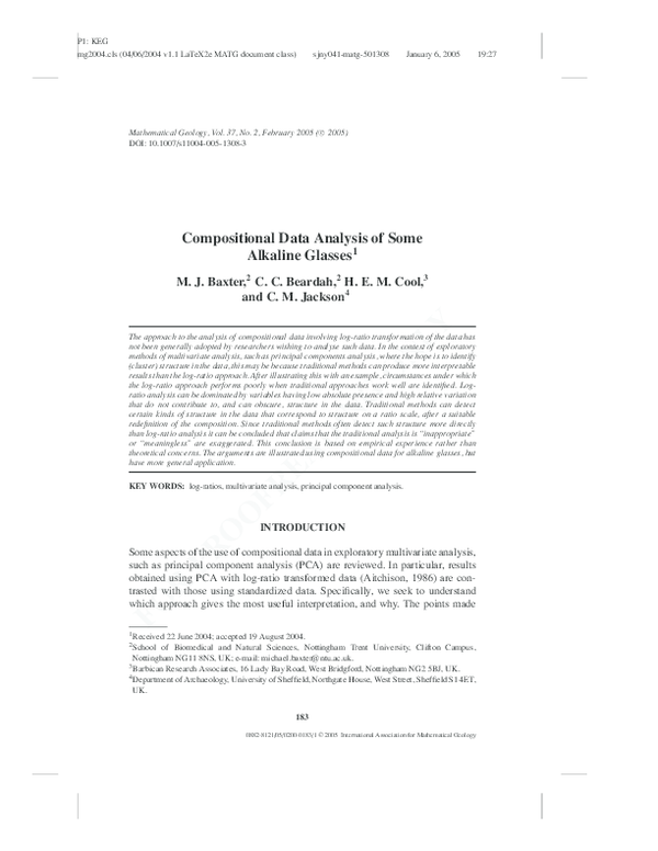(PDF) Compositional Data Analysis of Some Alkaline glasses