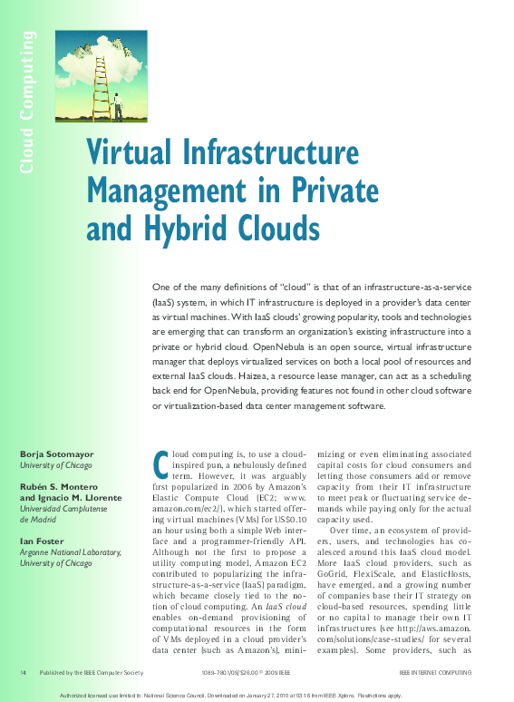 (PDF) Cloud Computing Virtual Infrastructure Management in Private and Hybrid Clouds