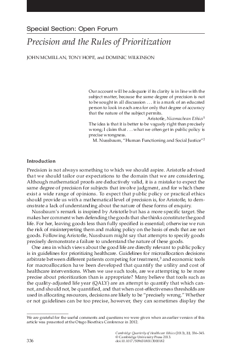 (PDF) Precision and the rules of prioritization