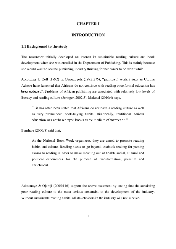 (DOC) CHAPTER I INTRODUCTION 1 | tinotenda agatha - Academia.edu