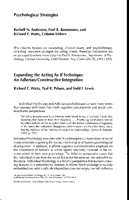 (PDF) Journal of Individual Psychology ♦ 2005 ♦ Expanding the acting ...