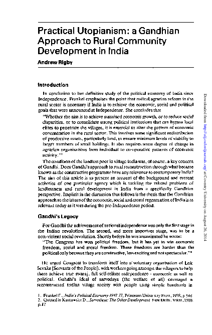 (PDF) Practical utopianism: a Gandhian approach to rural community ...