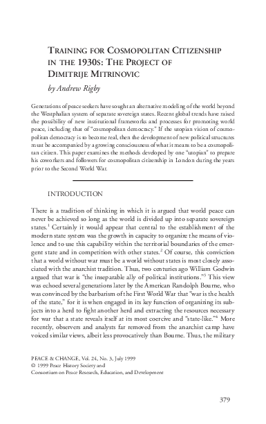 (PDF) Training for cosmopolitan citizenship in the 1930s: The project ...