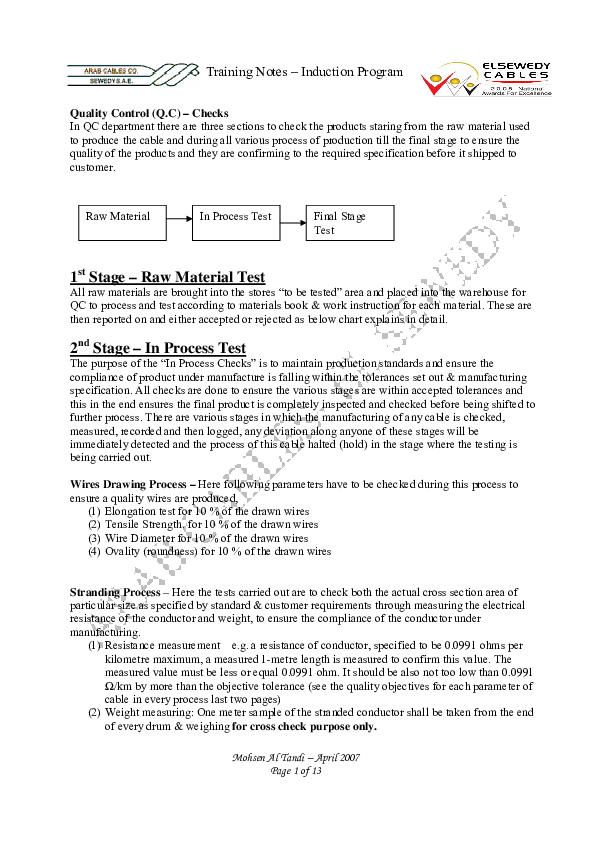 (PDF) Training Notes – Induction Program