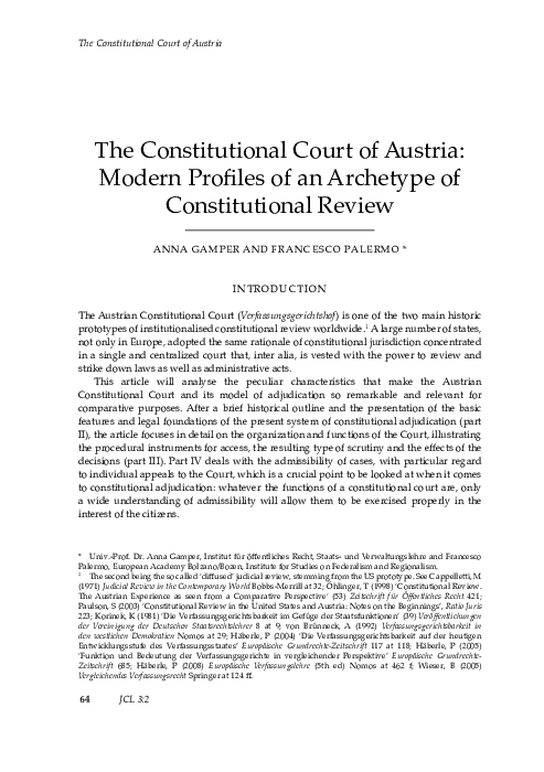 (PDF) The Constitutional Court of Austria: Modern Profiles of an ...