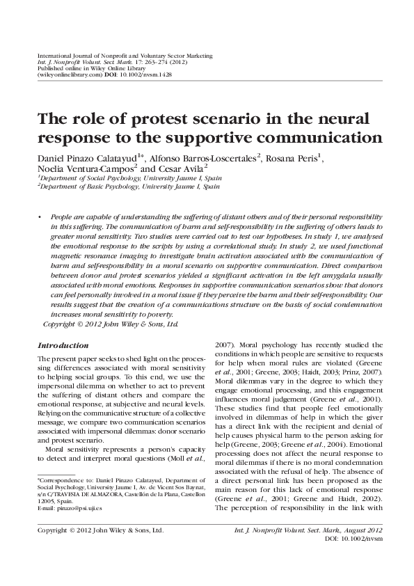 (PDF) The role of protest scenario in the neural response to the ...