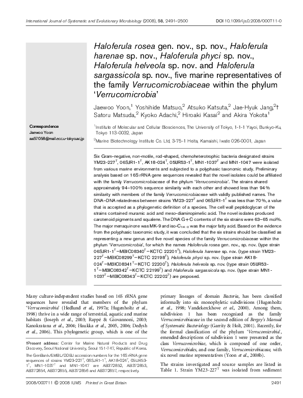 (PDF) Haloferula rosea gen. nov., sp. nov., Haloferula harenae sp. nov ...