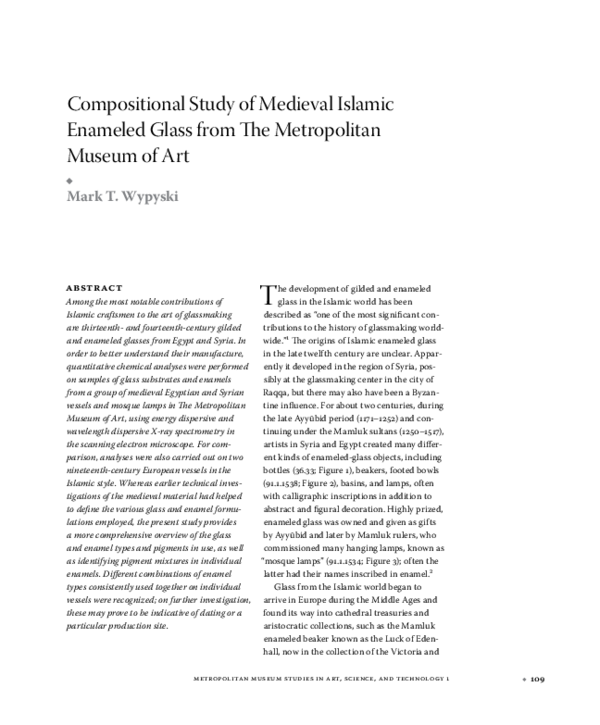 (PDF) Compositional Study of Medieval Islamic Enameled Glass from the ...