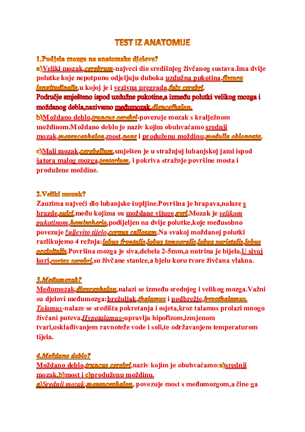 (DOC) TEST IZ ANATOMIJE 1