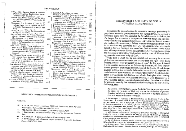 (PDF) The Diversity and Unity of God in Novatian's de Trinitate