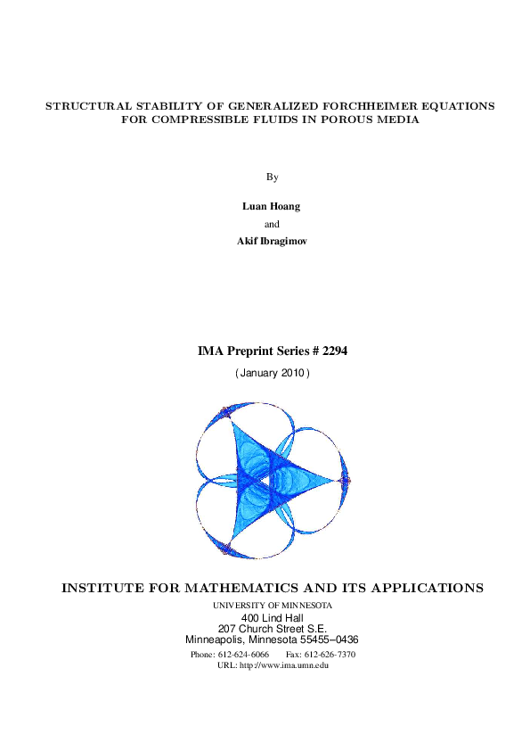 (PDF) Structural stability of generalized Forchheimer equations for ...