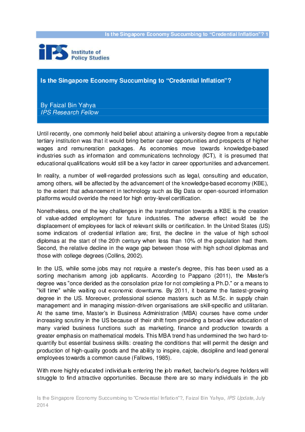 (PDF) Singapore Economy and Credential Inflation
