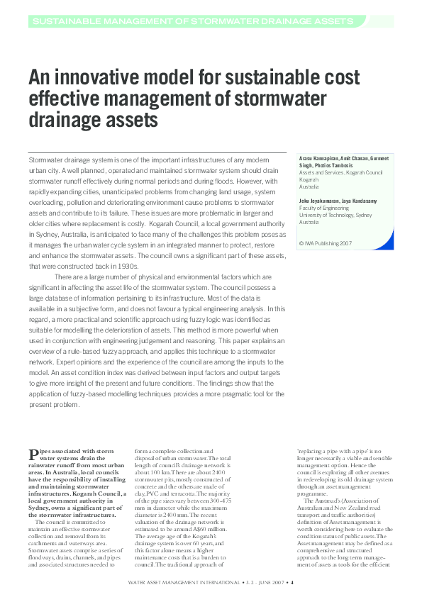 (PDF) SUSTAINABLE MANAGEMENT OF STORMWATER DRAINAGE ASSETS