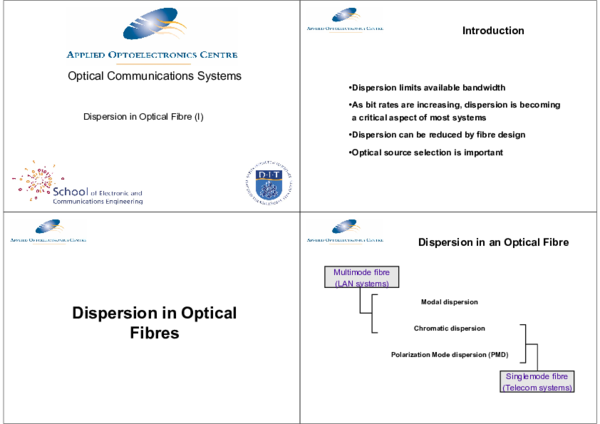 (PDF) Dispersion in Optical Fibre (I