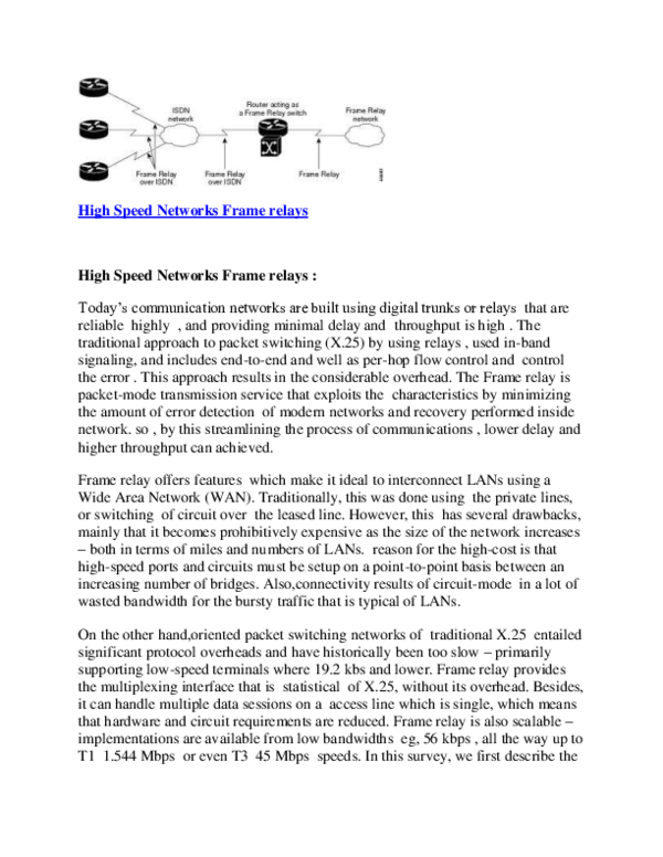 (DOC) High Speed Networks Frame relays High Speed Networks Frame relays
