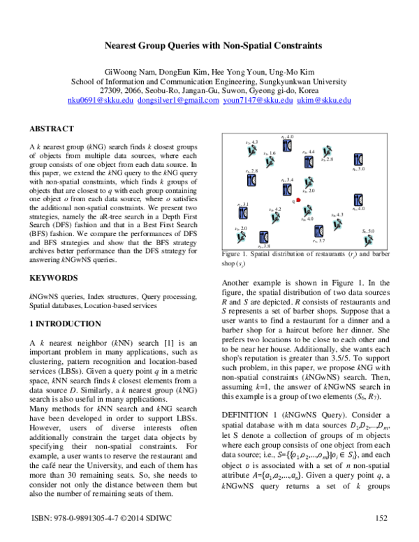 (PDF) Nearest Group Queries with Non-Spatial Constraints