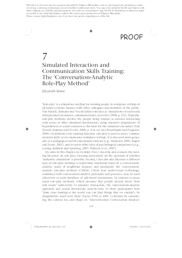 (PDF) Simulated interaction and communication skills training: The ...