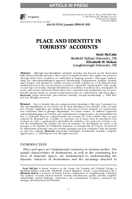 (PDF) Place and identity in ‘day visitor’ narratives