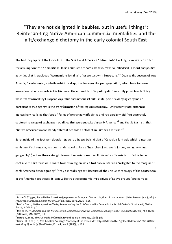 (DOC) “They are not delighted in baubles, but in usefull things ...