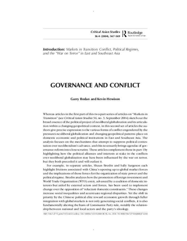 (PDF) Governance and Conflict