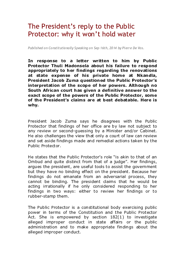 (DOC) Powers of South Africa's Public Protector