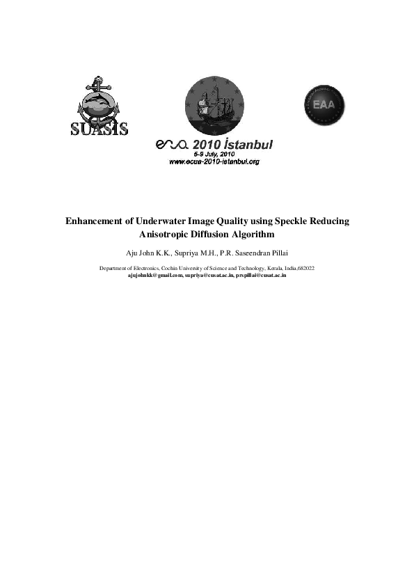 Pdf Enhancement Of Underwater Image Quality Using Speckle Reducing Anisotropic Diffusion Algorithm