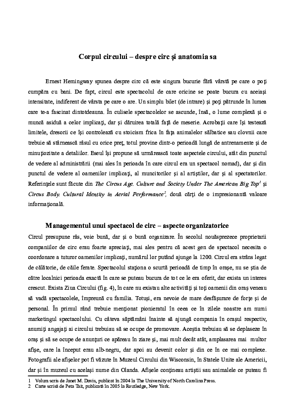(DOC) Anatomia unui spectacol de circ