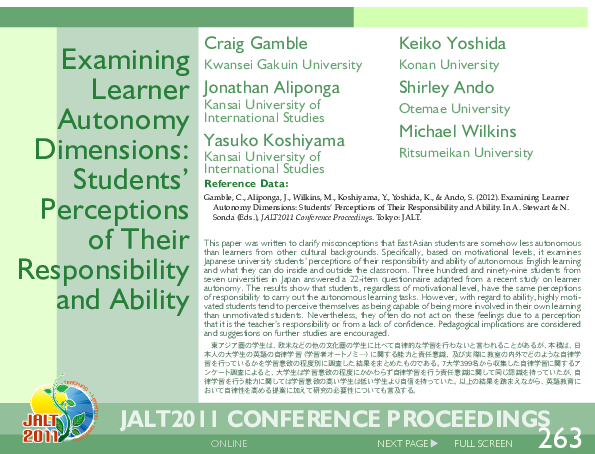 (PDF) Examining Learner Autonomy Dimensions: Students’ Perceptions of ...