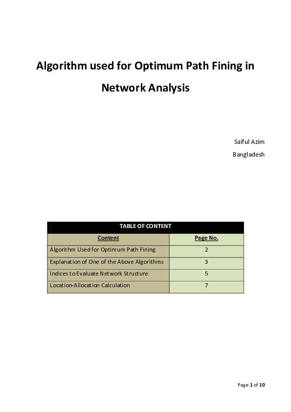 (PDF) Algorithm Used for Optimum Path Fining in Network Analysis