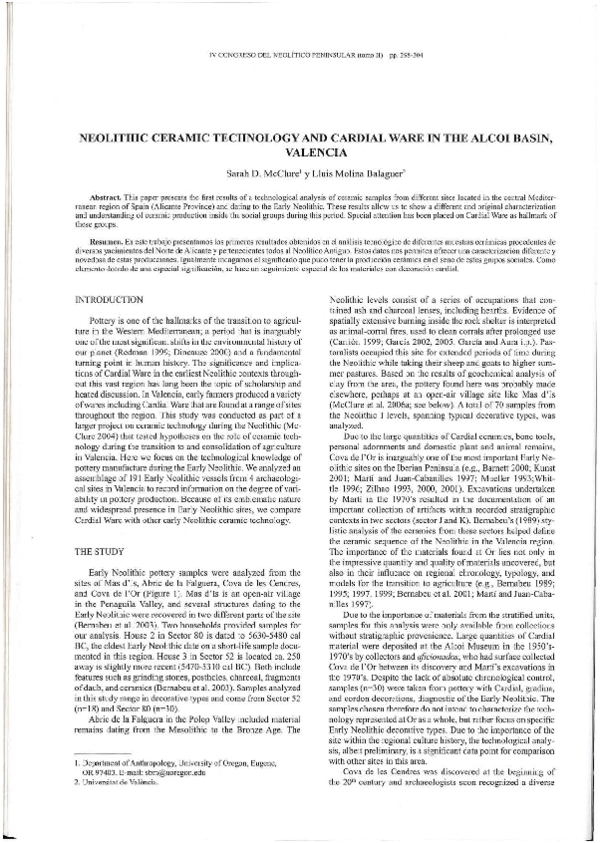 (PDF) Neolithic ceramic technology and cardial ware in the Alcoi Basin ...